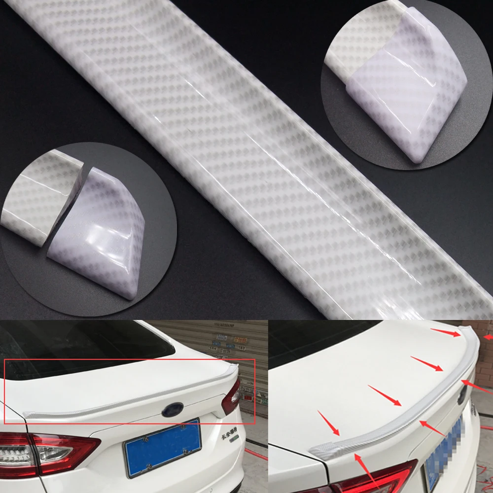 Universal Fit 4.9ft White Carbon Fiber Rubber Car Styling Accessories ...