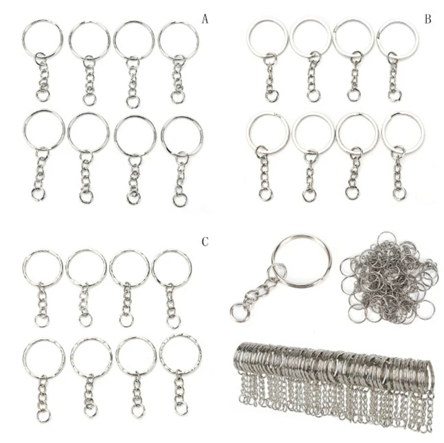 30/50/100 Pcs/Set Polished Silver Color Key Chains Stainless Alloy ...