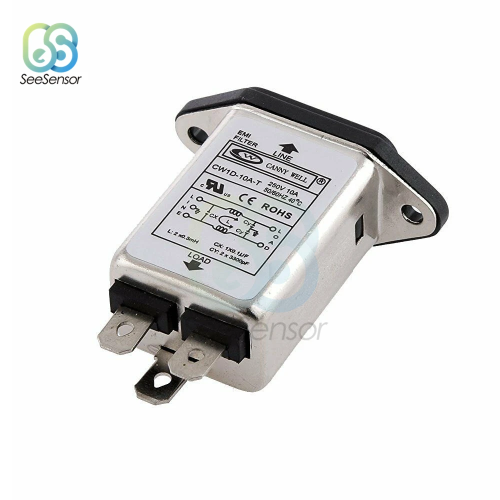 IEC Socket Panel Mount Power Line Power EMI RFI Filter AC 115V-250V 10A ...