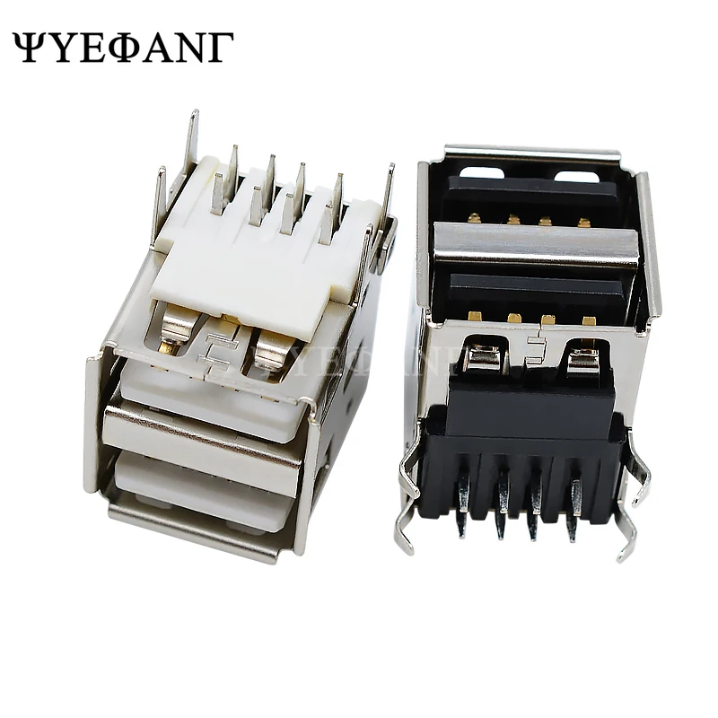5Pcs-Dual-USB-2-0-Female-Type-A-8-Pin-DIP-Right-Angle-Jack-Socket ...