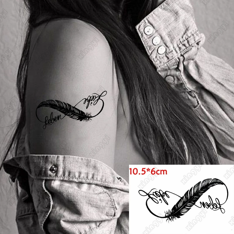 Colored Feather With Birds Tattoo
