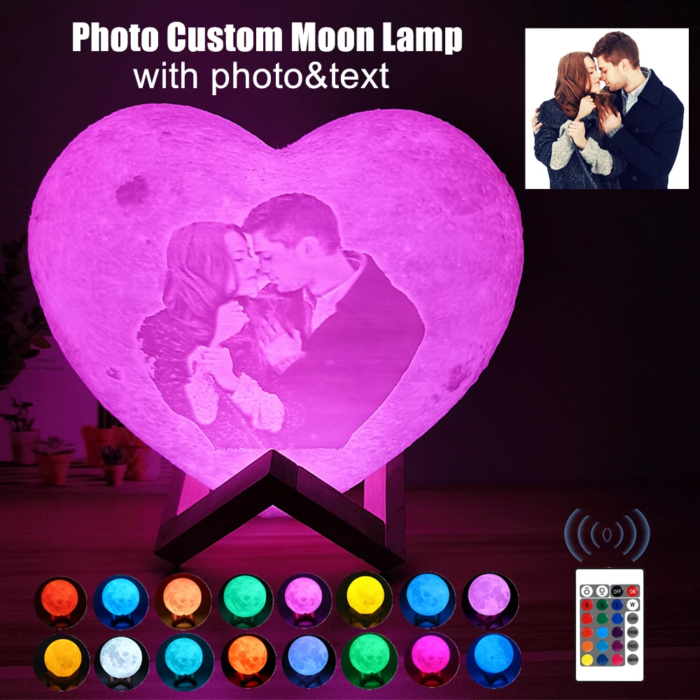 Photo Custom Personalized 3d Print Moon Lamp | Print Moon Lamp Birthday ...