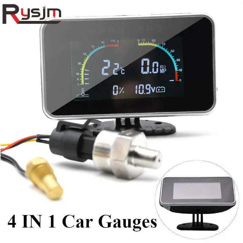 4-in-1-Universal-LCD-Car-Digital-ALARM-Gauge-Oil-Pressure-Voltmeter ...