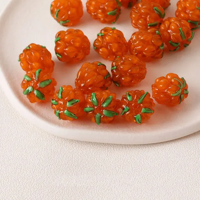 2PCS Simulation Fruit Raspberry Glass Beads Pendant for Jewelry Making ...