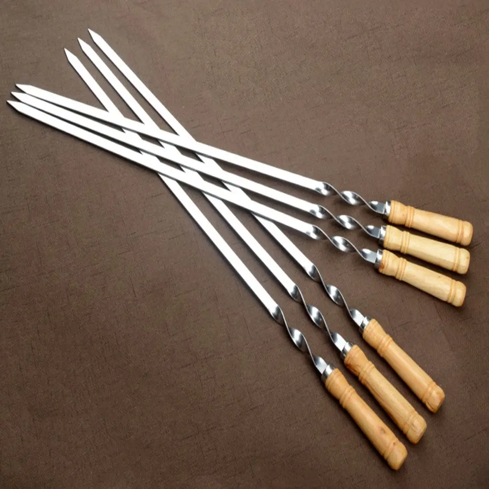 55cm Stainless Steel BBQ Tools Flat Barbecue Stick BBQ Roasting Needle ...