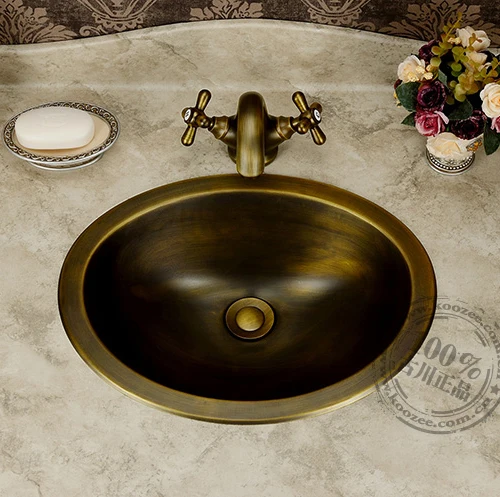 Classic bronze wash basin counter vintage bathroom copper basin|욕실 싱크대 ...