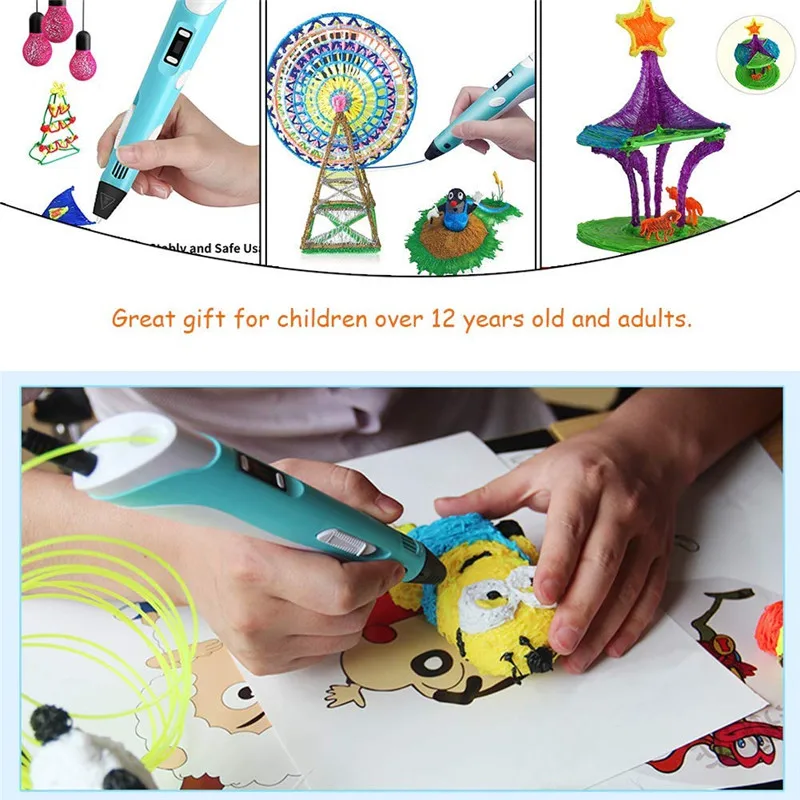 3D Pen 3D Printing Pen LED Display 3D Pens with 20 Colors PLA ABS ...