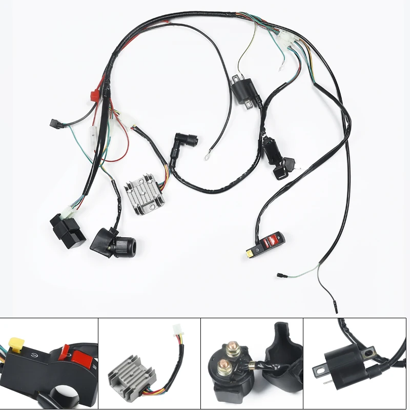 1Set Complete Engine Electric Start Wire Harness Compatible CDI For CG ...