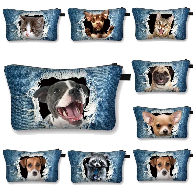 Funny-Cowboy-Cat-Dog-Head-Cosmetic-Bag-Woman-Make-Up-Bag-Kitten-Puppy ...