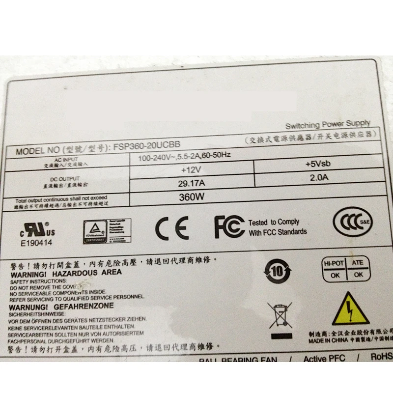 Original PSU For Dahua FSP 1U 360W Switching Power Supply FSP360-20UCBB ...