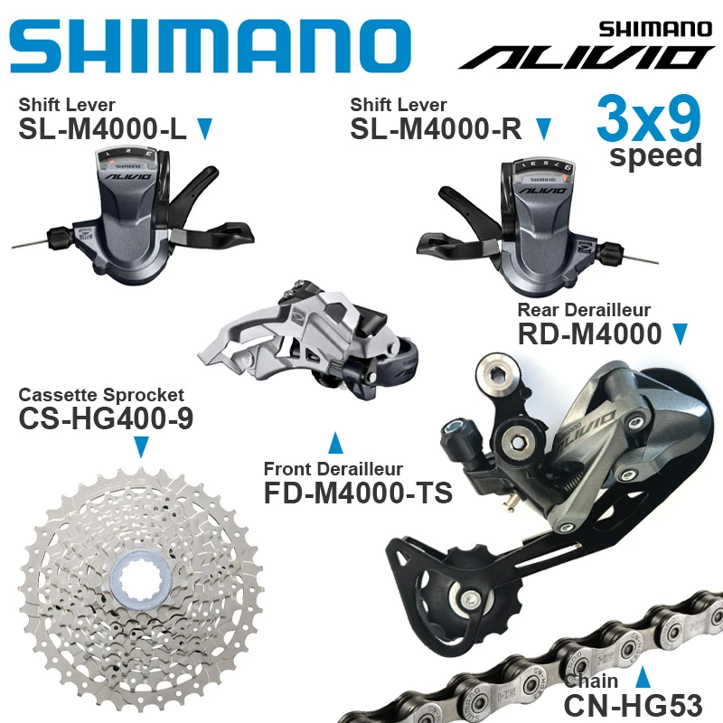 SHIMANO ALIVIO M4000 3x9v Groupset mit Shifter Front Schaltwerk ...
