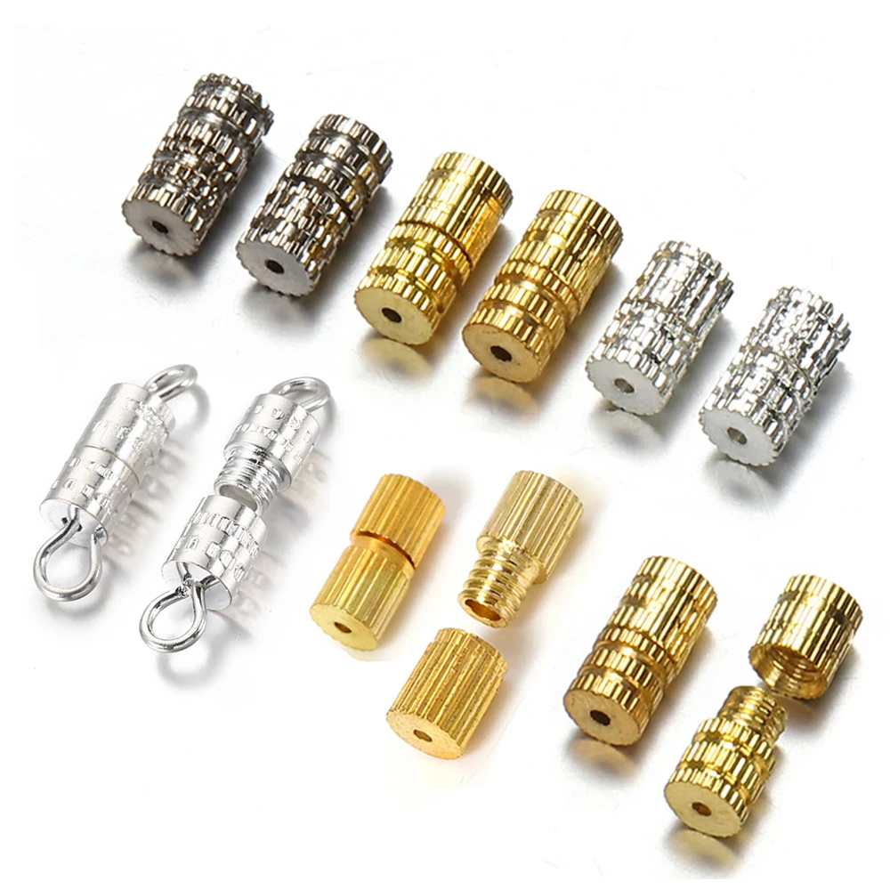 100pcs Cylinder Fasteners Buckles Closed Beading End Clasp Screw Clasps ...