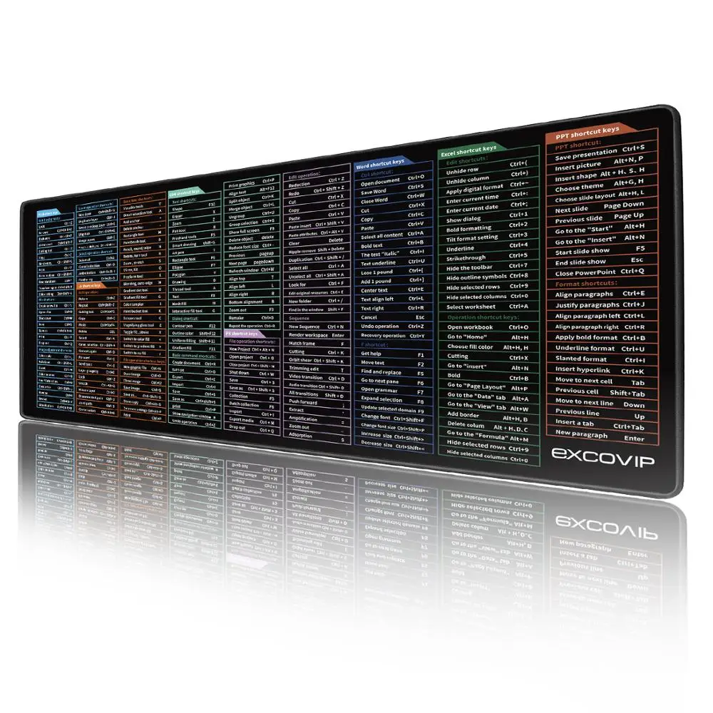 Exco Gaming Mouse Pad Gamer Keyboard Shortcuts Mousepad Large Mouse Mat ...