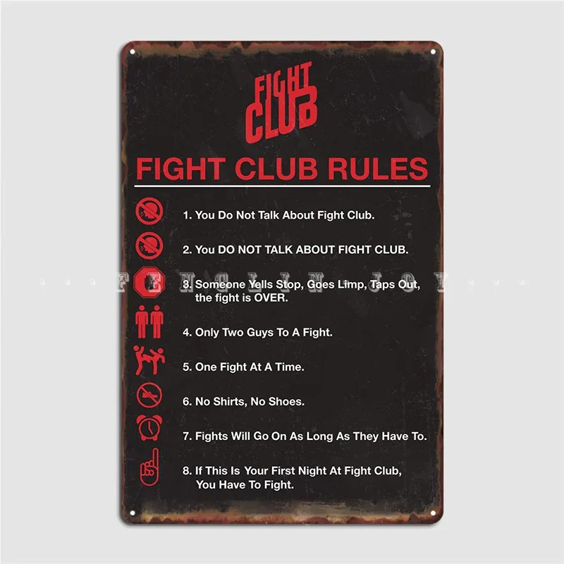 Fight-Club-Rules-Metal-Sign-Poster-design-Wall-Cinema-Garage-cartel-de ...