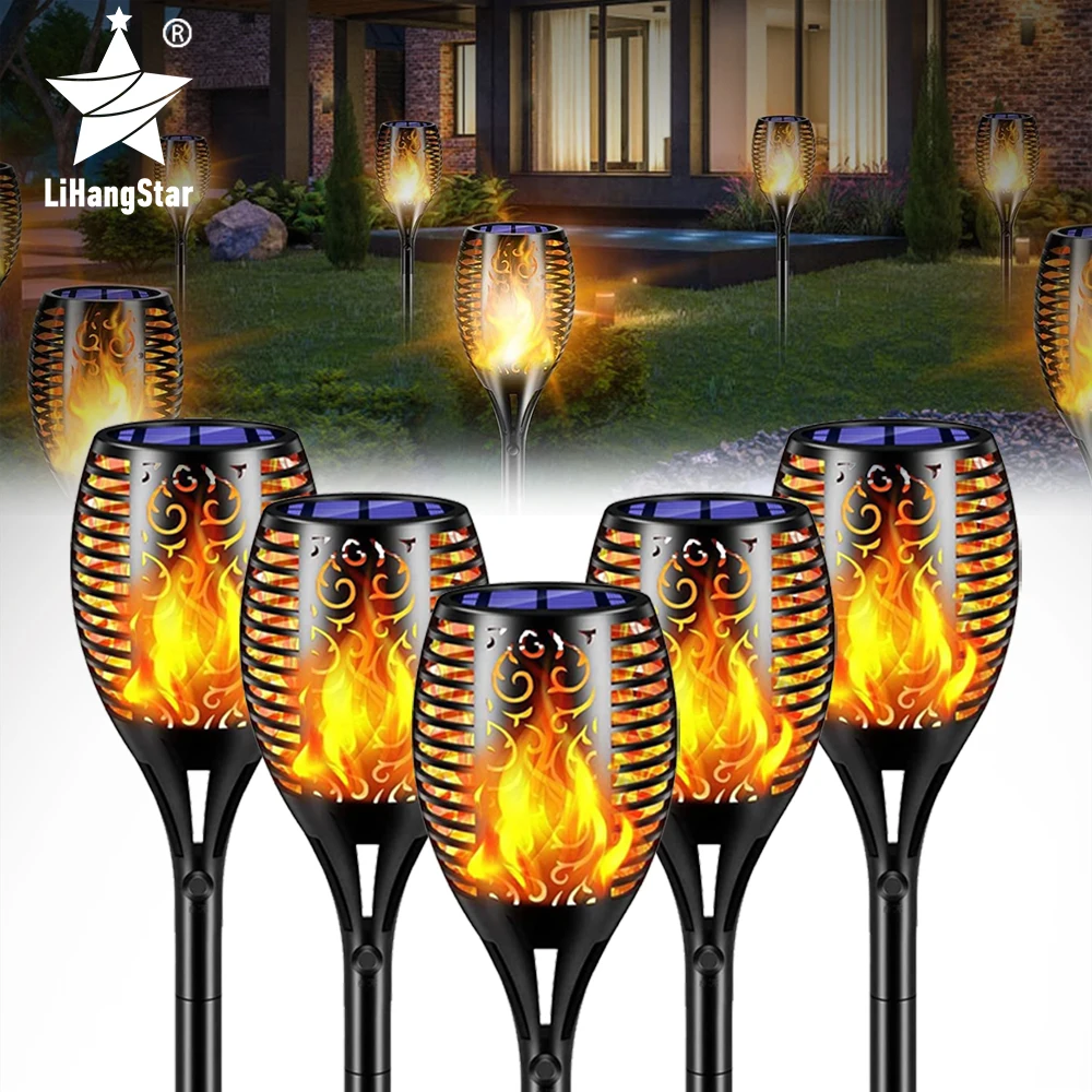 Outdoor-LED-Solar-Flame-Flashlight-Light-Flashing-Waterproof-Garden ...