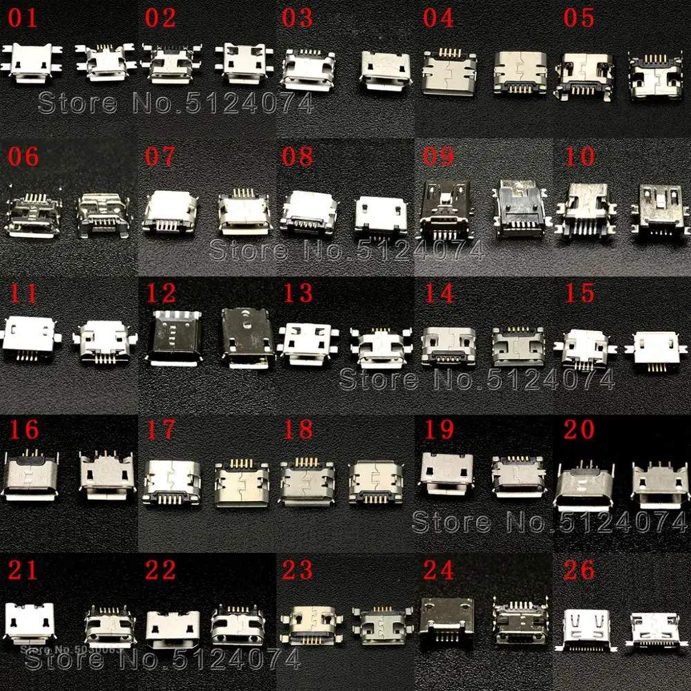 20pcs-24kinds-Micro-USB-female-socket-MINI-Android-mobile-phone ...