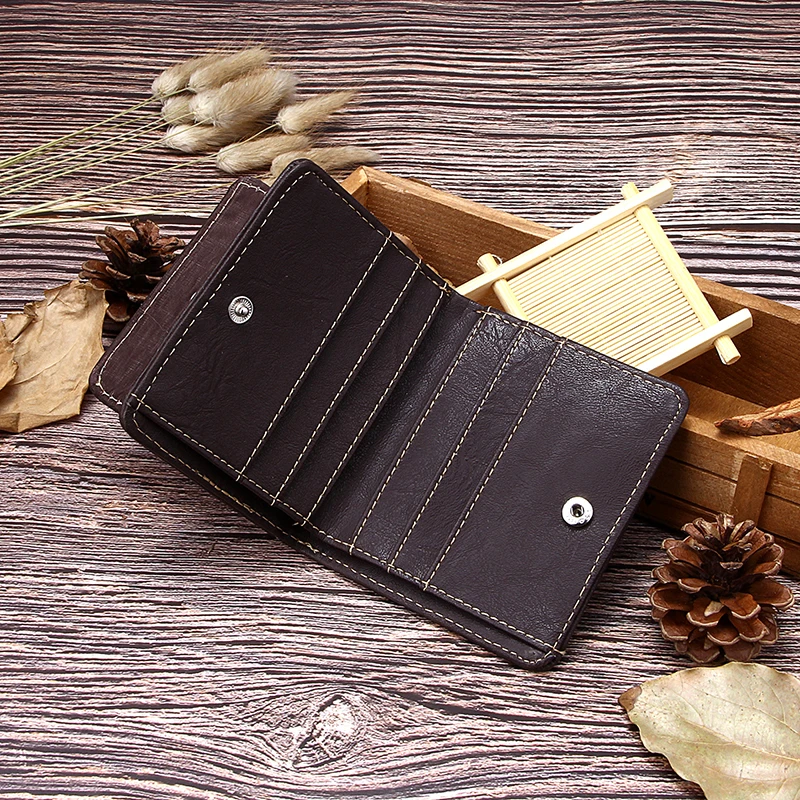 Тонкий мужской короткий кошелек с карманом для монет, винтажный ...