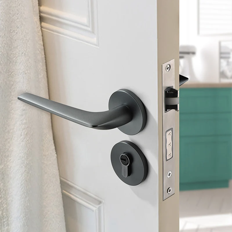 House-Interior-Indoor-Bedroom-Split-Door-Handle-Magnetic-Mute-Door-Lock ...