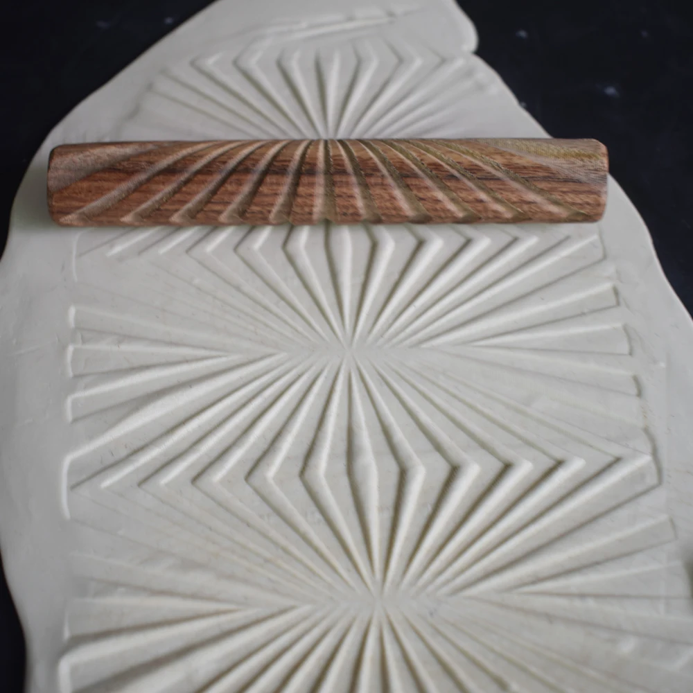Pottery Scraping Tools Wood Rolling Pins Caving Roll Pressed Printing ...