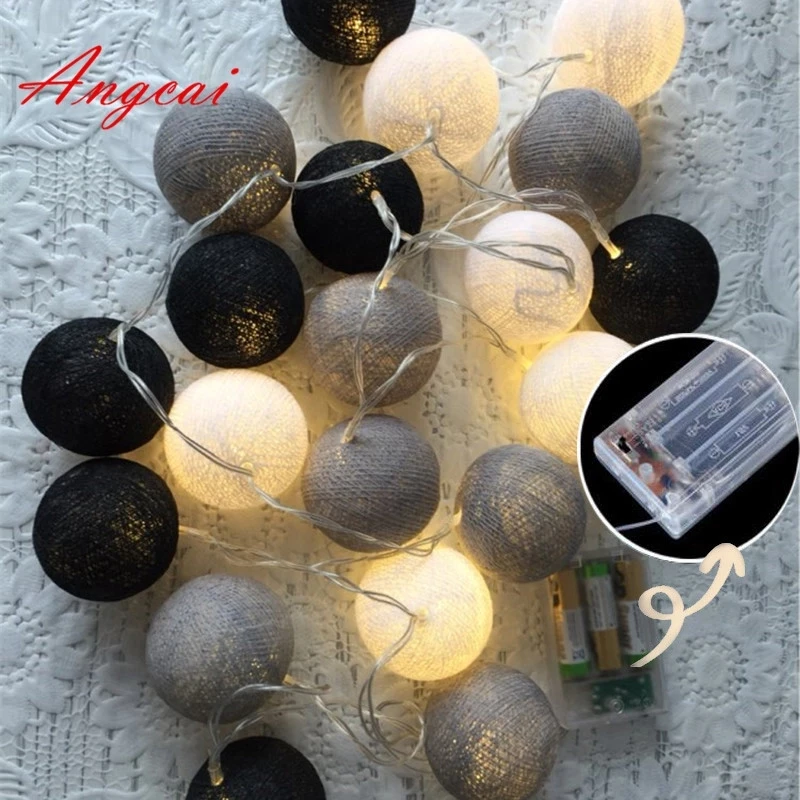 Thai-Style-Cotton-Ball-LED-Fairy-String-Lights-Luminaria-Lamp-Fit-for ...