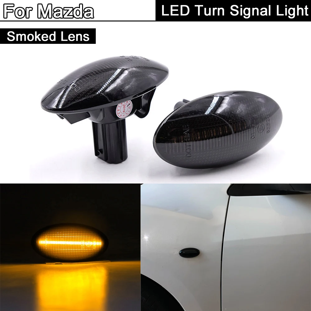2pcs Smoked Lens Led Side Marker Light Amber Turn Signal Lamp For Mazda ...