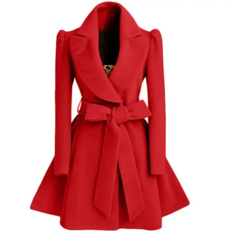 Korean-women-s-woolen-windbreaker-Overcoat-jacket-coats-Red-XL-autumn ...