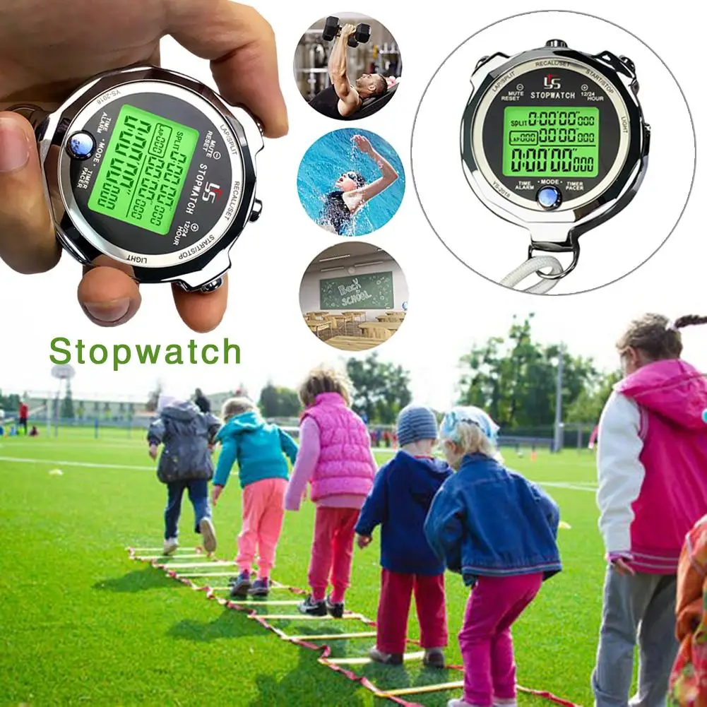 Classic Digital Stopwatch Timer Metal Luminous Running Training Timer ...