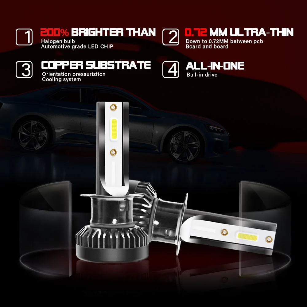 Car Mini LED Headlight Bulbs Kit H4 H11 H7 High Low Beam Headlight Bulb ...