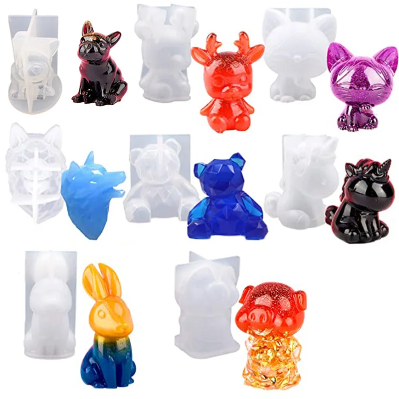 1pc-3D-Animal-Resin-Molds-Wolf-Rabbit-Dog-Bear-Epoxy-Silicone-Moulds ...
