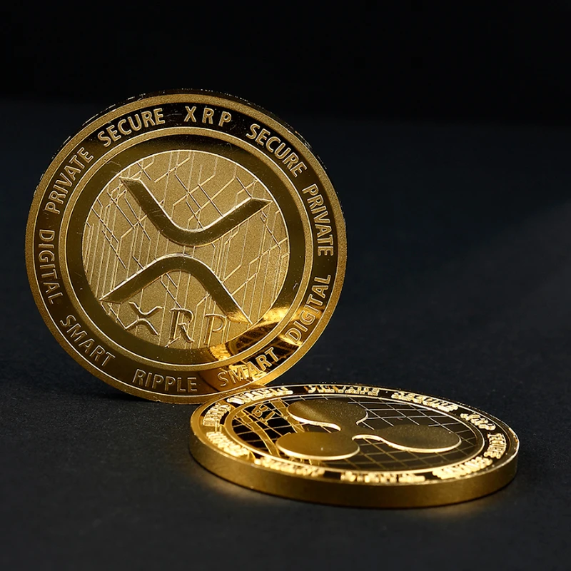 New Crypto Xrp Coin Alloy Ripple Coin Gold Cryptocurrency With Coin Box ...