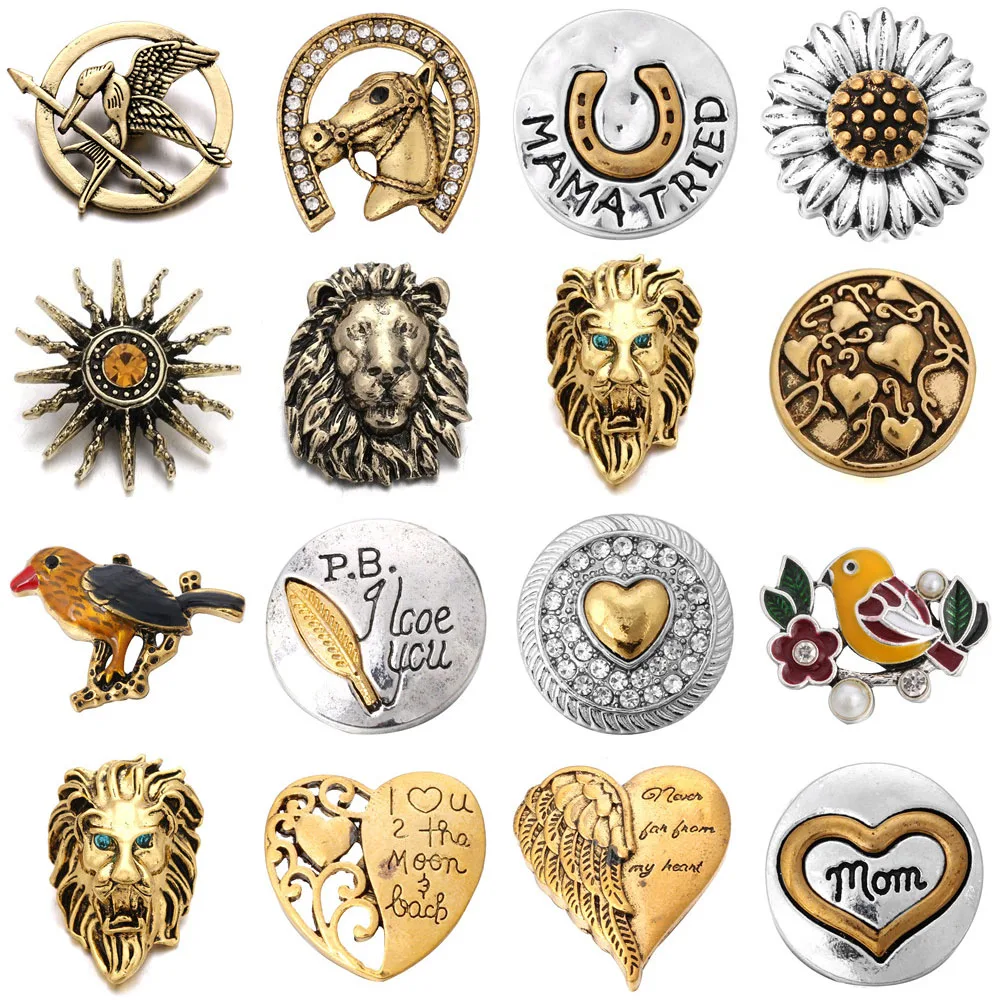 5pcs/lot New Snap Jewelry Metal Gold Snap Buttons For Diy 18mm Snaps ...