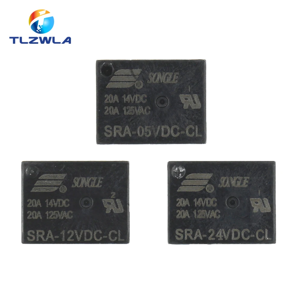 5PCS 5V 12V 24V 20A DC Power Relay SRA-05VDC-CL SRA-12VDC-CL SRA-24VDC ...