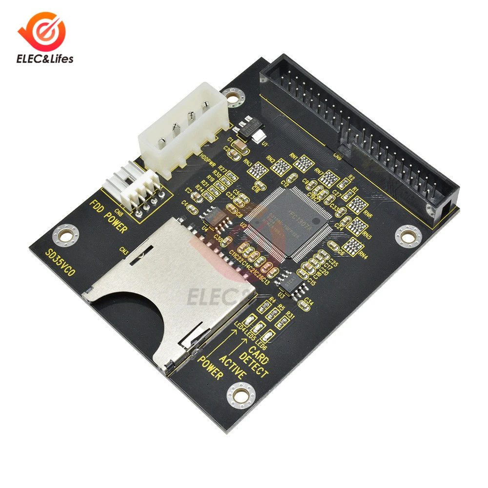 5v Sd Card Module To Ide3.5 40 Pin Disk Drive Adapter Board Riser Card ...