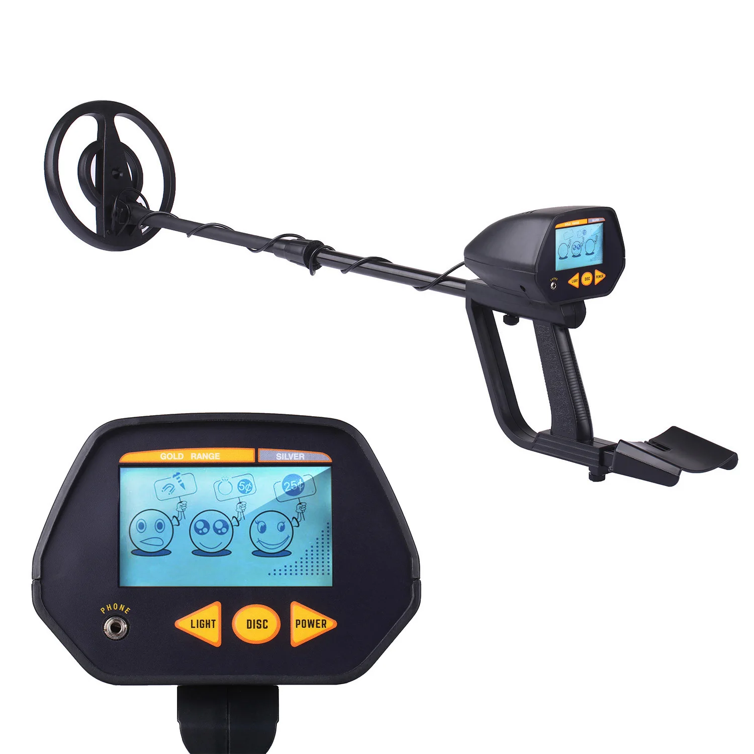 GC 1056 Metal Detector with DISC & ALL METAL Dual Modes LCD Metal Gold ...