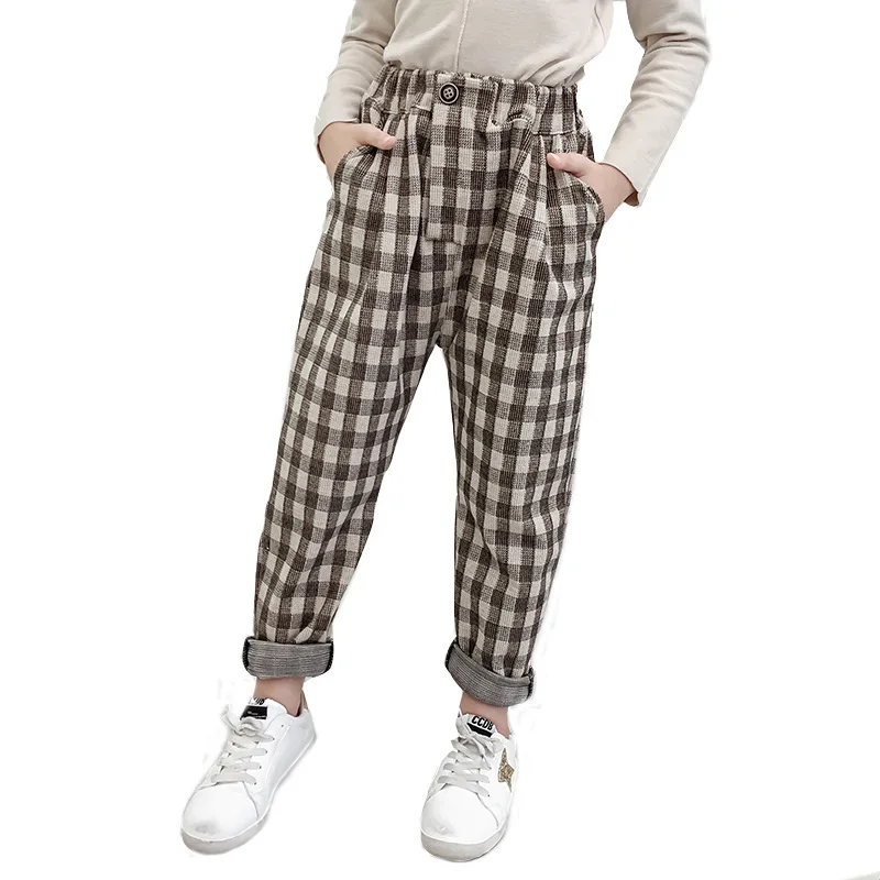 Teenage-Girls-Plaid-Pants-Spring-Autumn-Fashion-Casual-Loose-Retro-Kids ...