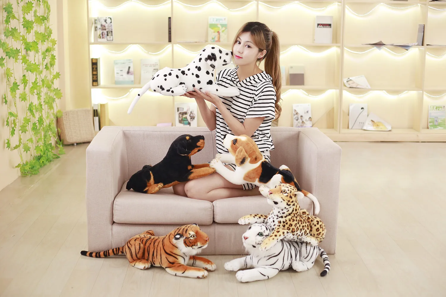 Simulation dog plush toy creative lifelike animal lying posture dog ...