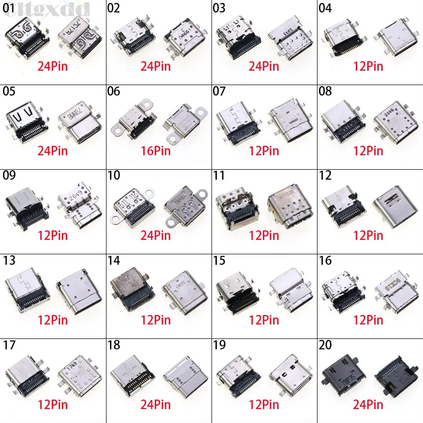 Cltgxdd-1PCS-Micro-USB-Jack-3-1-Type-C-12-16-24-Pin-Female-Socket ...