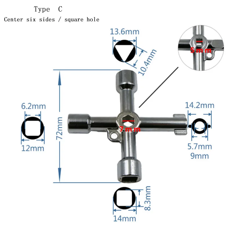 Multifunction 4 Ways Universal Triangle Wrench Key Plumber Keys ...