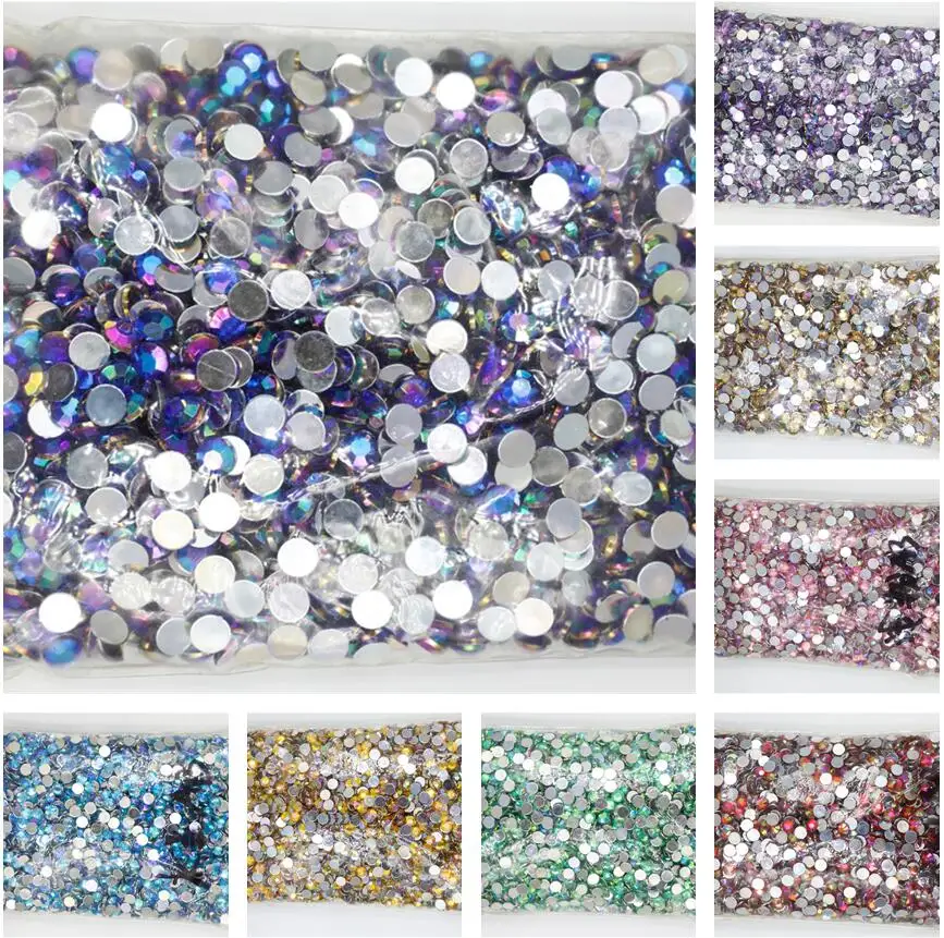 Crystal Ab 12 Color 1.5~10mm Flat Back Round Acrylic Rhinestones Beads ...
