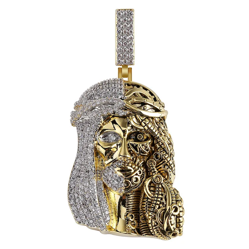 Hip-Hop-Bling-Iced-Out-Semi-Machine-Jesus-Piece-Pendants-Necklace-for ...