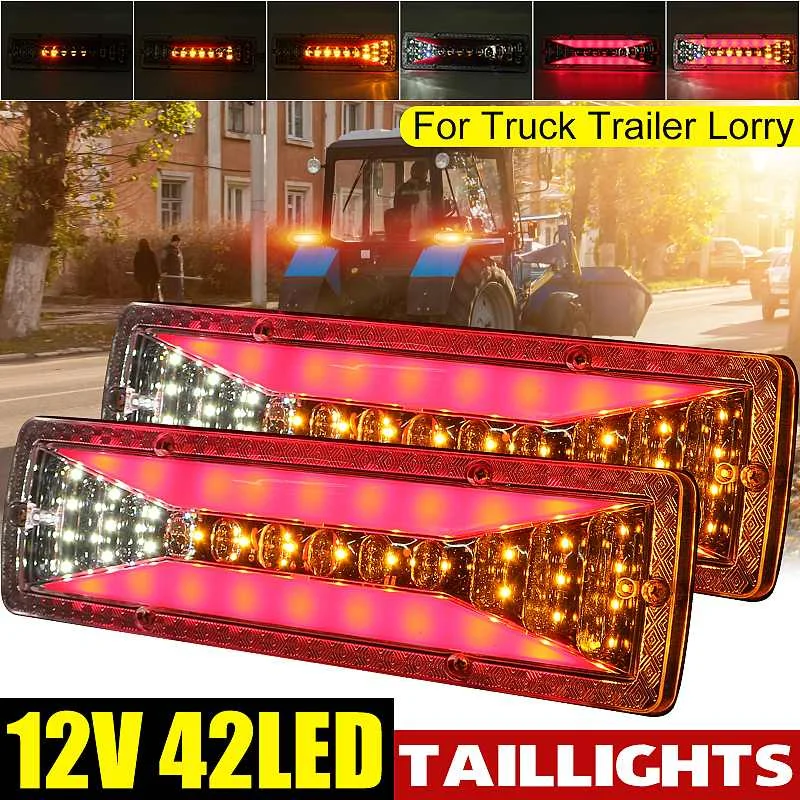 2pcs 12v Dynamic Led Car Truck Tail Light Turn Signal Rear Brake Ight ...