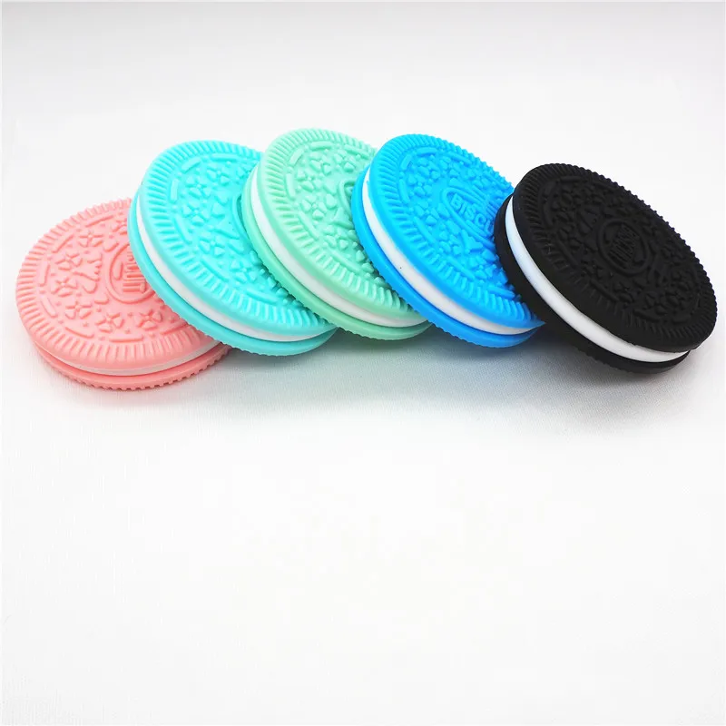 Chenkai 10pcs Silicone Biscuit Teether Diy Baby Oreo Cookie Pendant ...