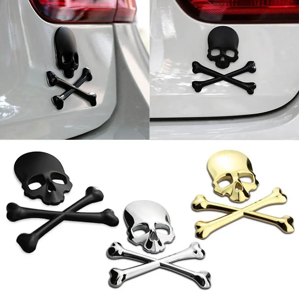 9x8-5cm-3D-Metal-Skull-Skeleton-Crossbones-Car-Motorcycle-Sticker-Truck ...