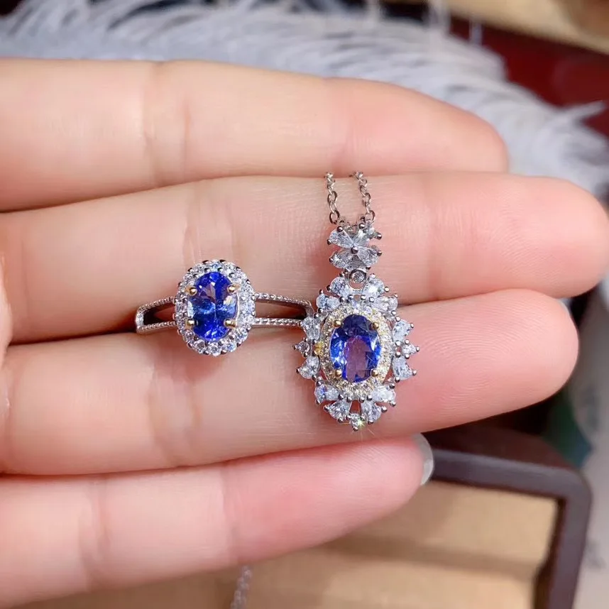 The Best Wedding Gift Tanzanite Jewelry Set 925 Sterling Silver 1pc ...