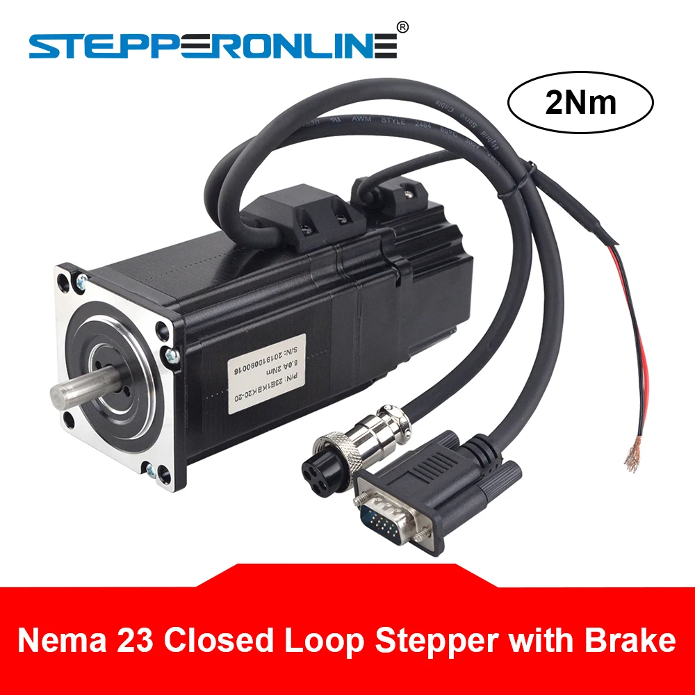 Nema 23 Closed Loop Stepper Motor 2Nm with Electromagnetic Brake with Encoder 1000CPR 5A Nema23 ...