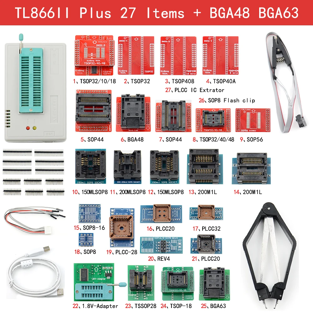Upmely Tl866ii Plus Set Universal Programmer Minipro Tl866 Nand Flash ...