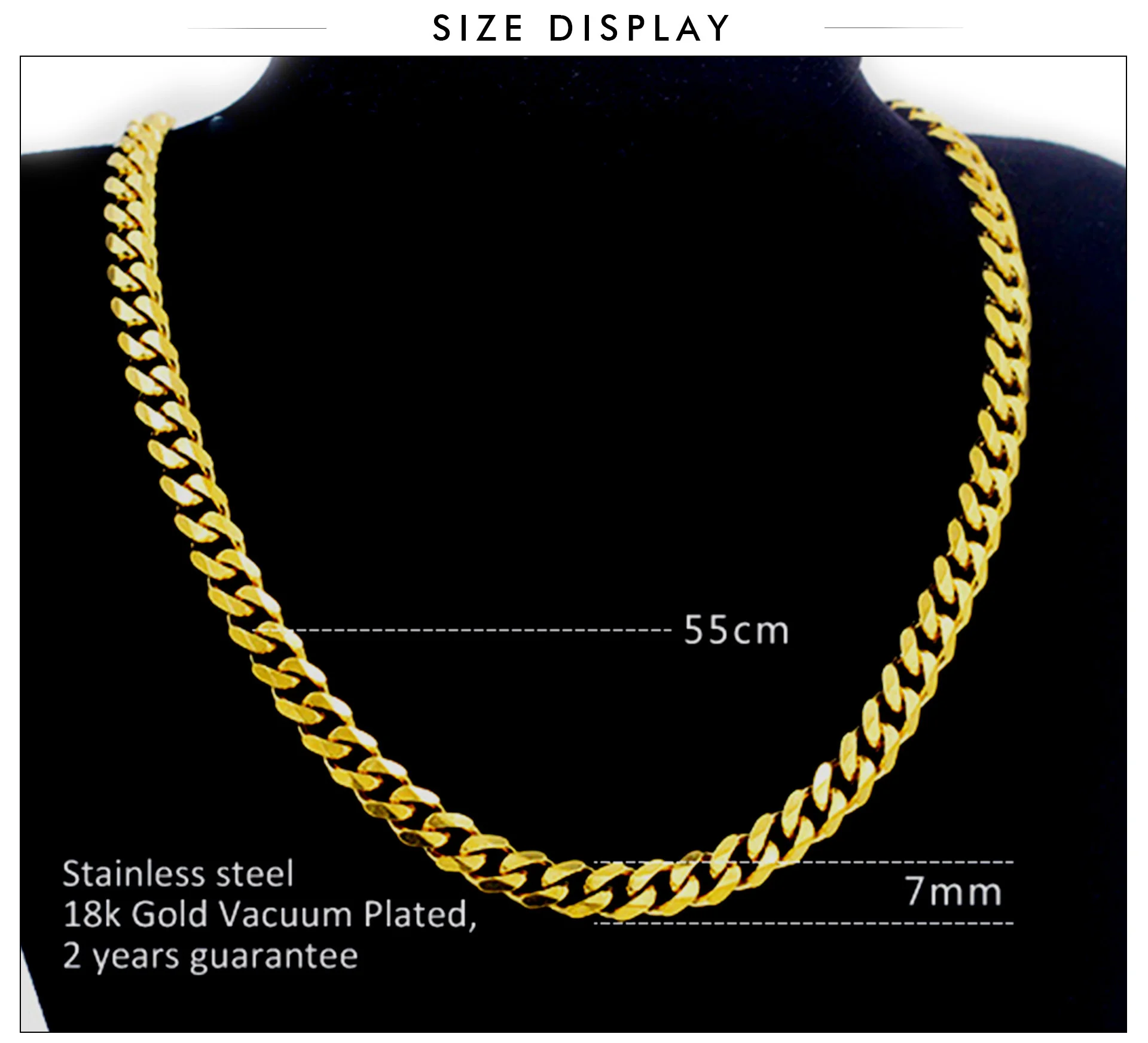 Chaîne cubaine en acier inoxydable pour homme, collier de luxe, couleur ...