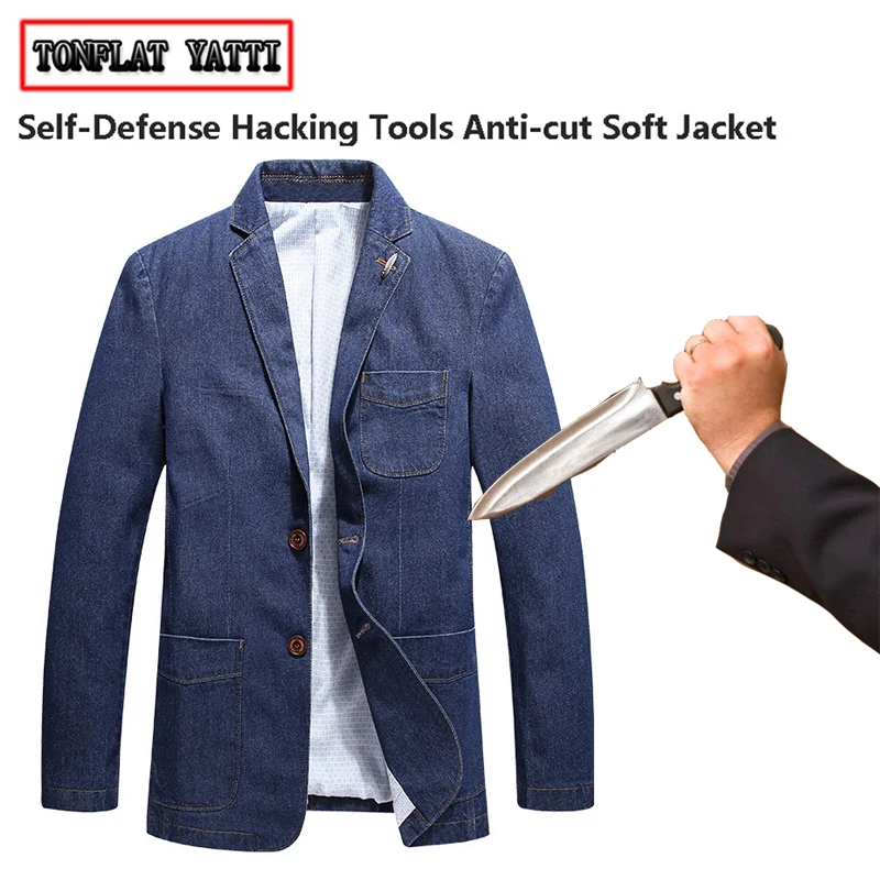 Self-Defense-Stab-Anti-Cut-Denim-Jacket-Men-Business-Security-Machetes ...