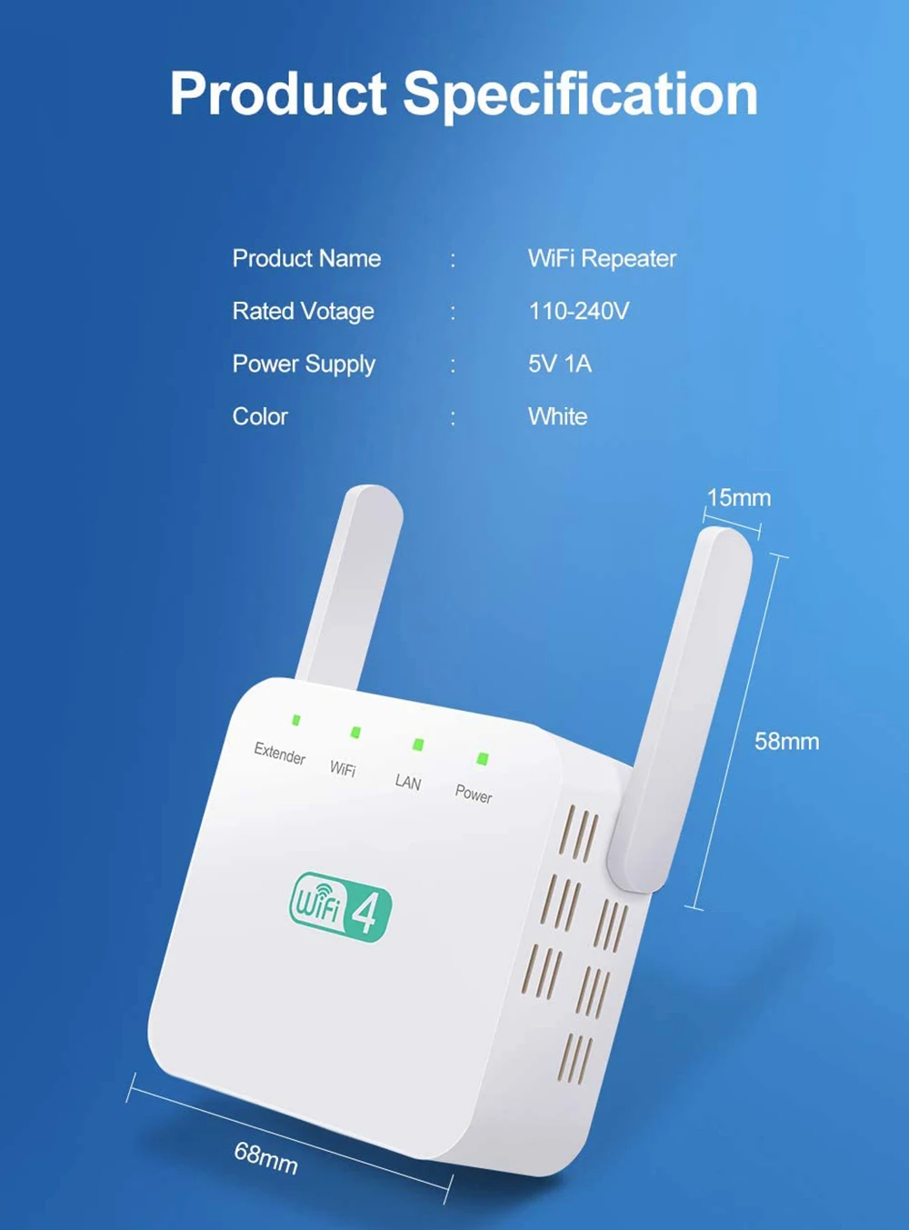 Répétiteur,300Mbps Black-PRISE AMÉRICAINE--Répéteur Wi Fi 5G sans fil ...