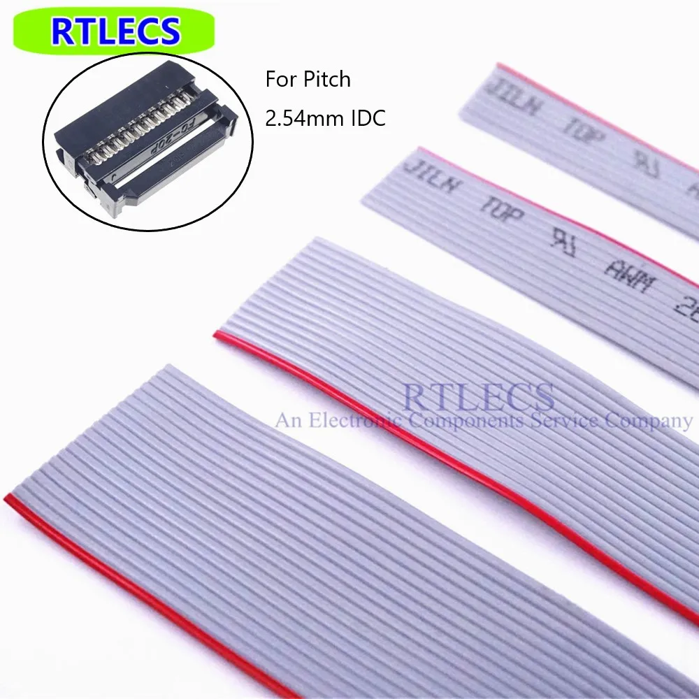 2 Meter 1.27 Mm Ul2651 Grey Flexible Flat Cable 6 8 9 10 12 14 16 20 24 ...